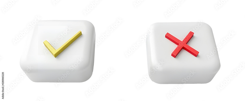 Correct and wrong check mark icon choice sign test checklist button ...