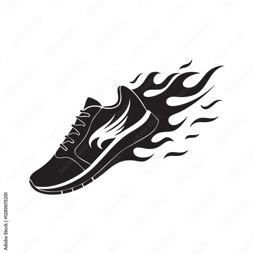 Flaming Sneaker Vector Svg Speed Shoe Clipart Stock Vector | Adobe Stock