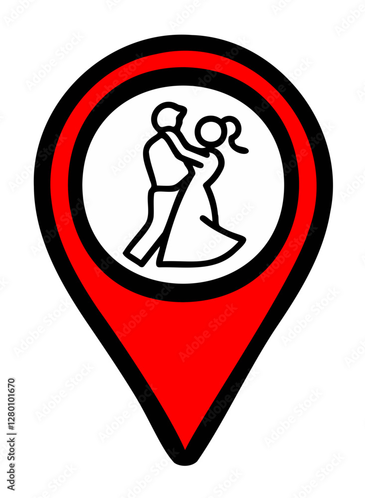 Red icon for night club, disco, dance floor, dance halls other ...