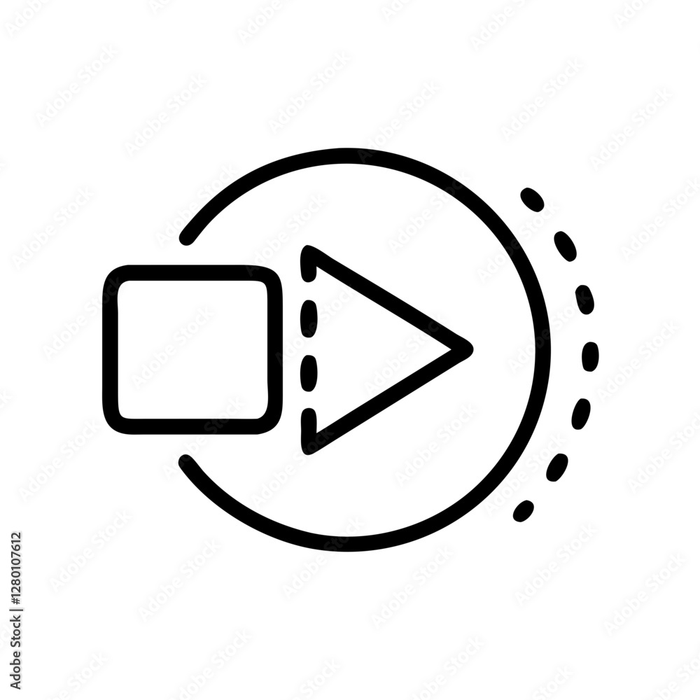 Play and stop button icon in minimalistic black outline style Stock ...