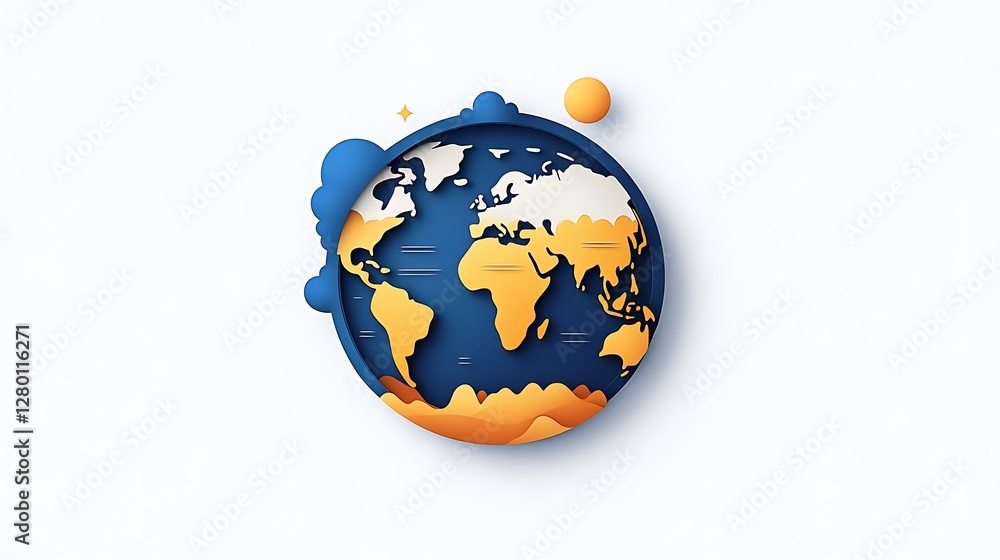Papercut World Map Illustration: A Vibrant 2D Earth Design AI Generated ...