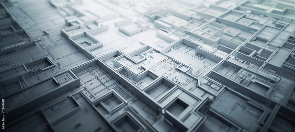 Floor plan, construction planning, blue print or floor drawing in black ...