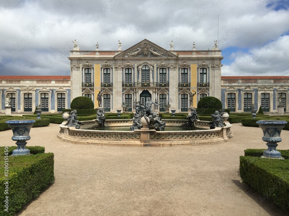 Queluz National Palace. Rococo and Neoclassical architecture. Fountain ...