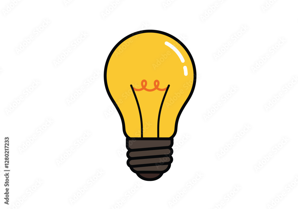 Bulb light clipart. This image shows a yellow light bulb with a black ...
