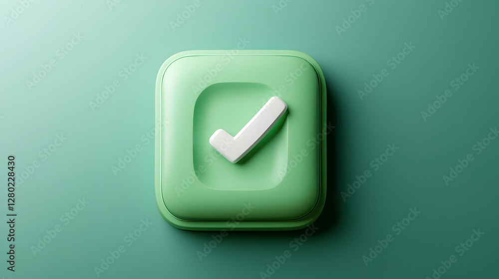 Vector cartoon 3d turn on switch button. Cute realistic 3d green toggle ...