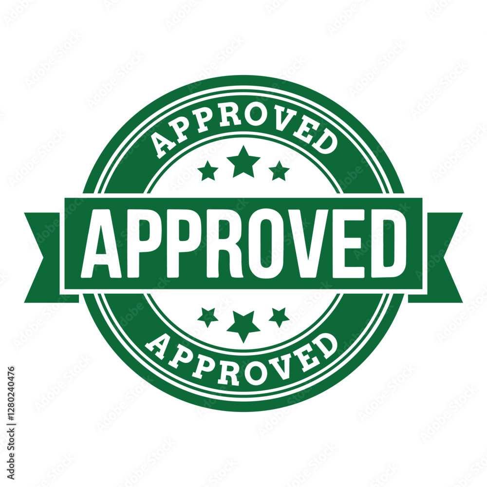 Approved Rubber Stamp Badge Vector Illustration – Green Round ...