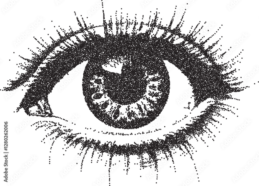 Eye vintage y2k stipple art, stippled halftone stipple brutalist retro ...