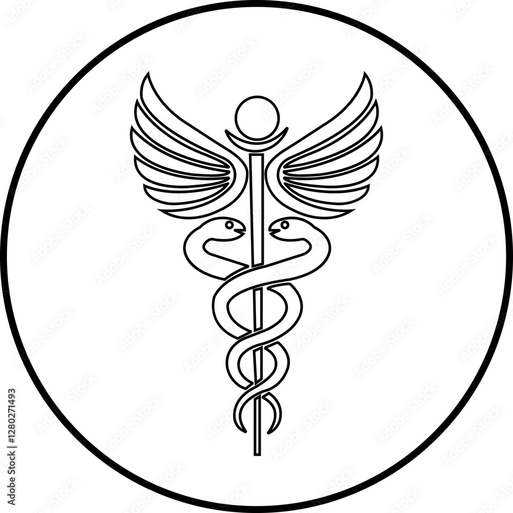 Caduceus snake icon in trendy outline Style. Medical center, pharmacy ...