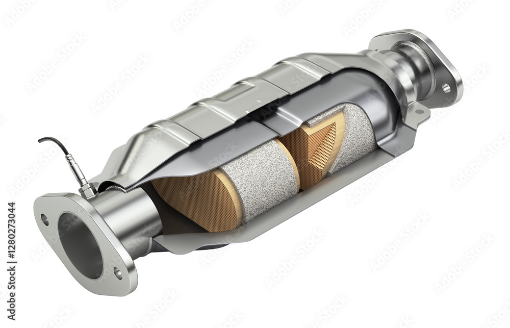 Cross section of catalytic converter with sensor flue gas isolated on ...