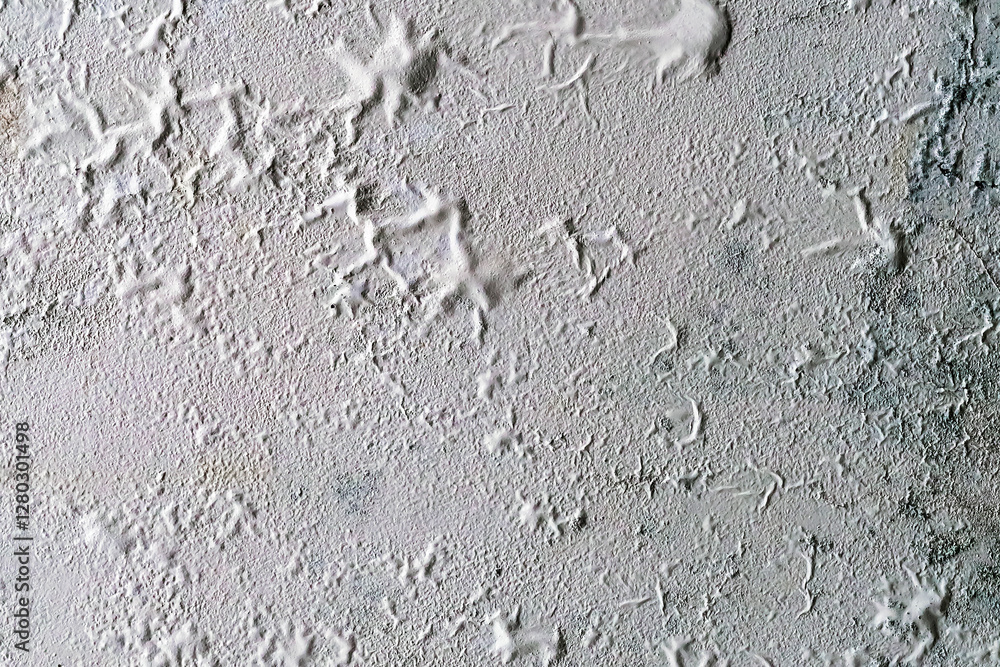 The blistered surface of cement wall. Swollen color wall from the ...