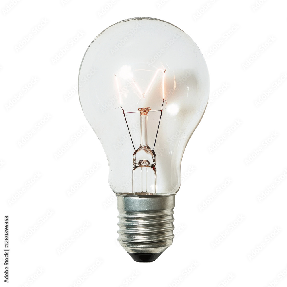 clear light bulb with visible filament, showcasing its design and ...
