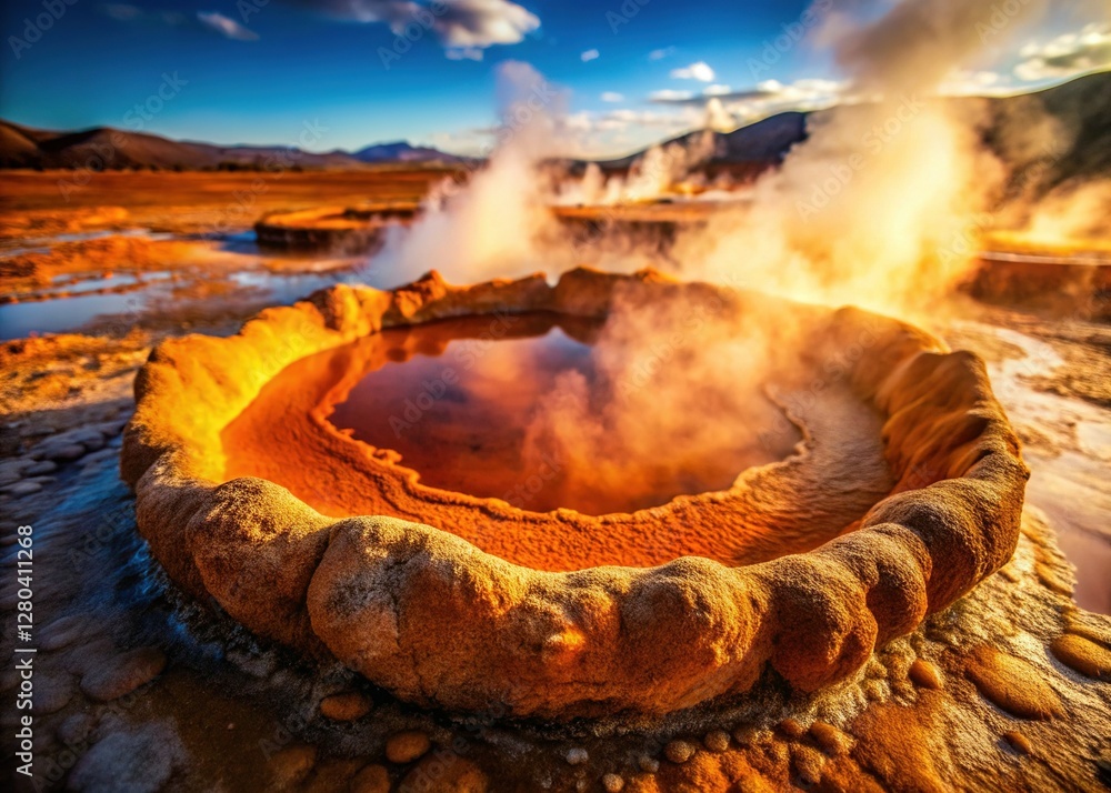 Geothermal Mud Pot, Bubbling Volcanic Mud, Active Volcano Mud Pool, Hot ...