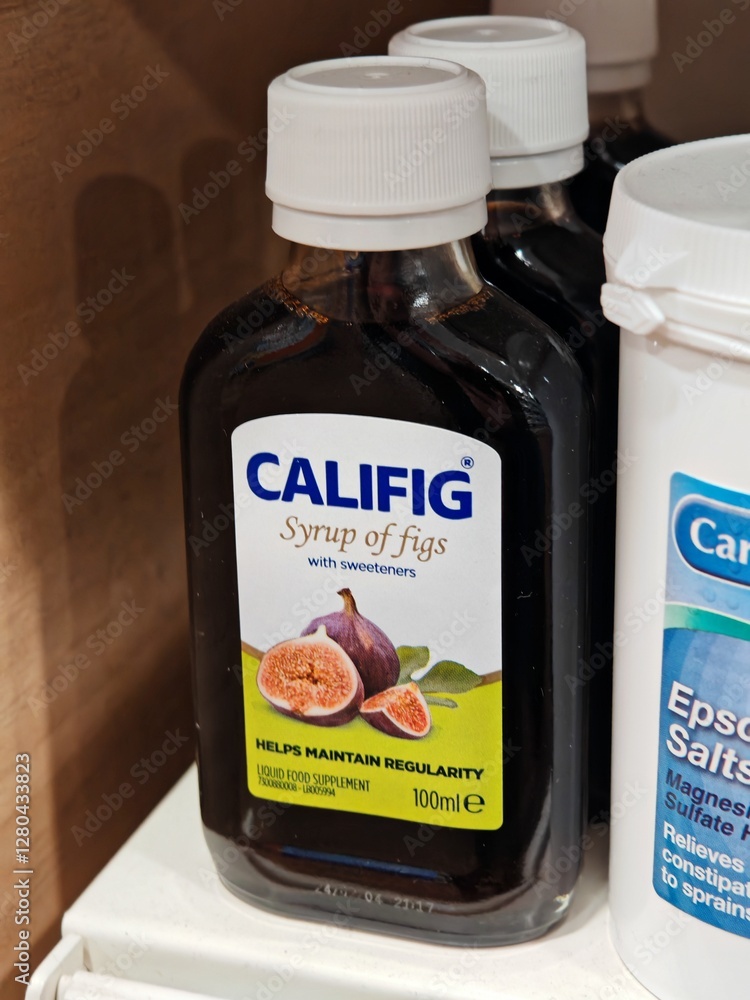 Stock-Foto „London,UK-March 5 2025:CALFIG SYRUP OF FIG is a natural ...