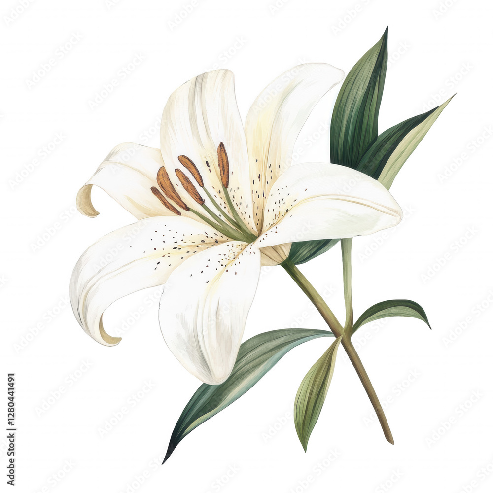 Stylized Religious Clipart of a Single White Lily for Easter on ...
