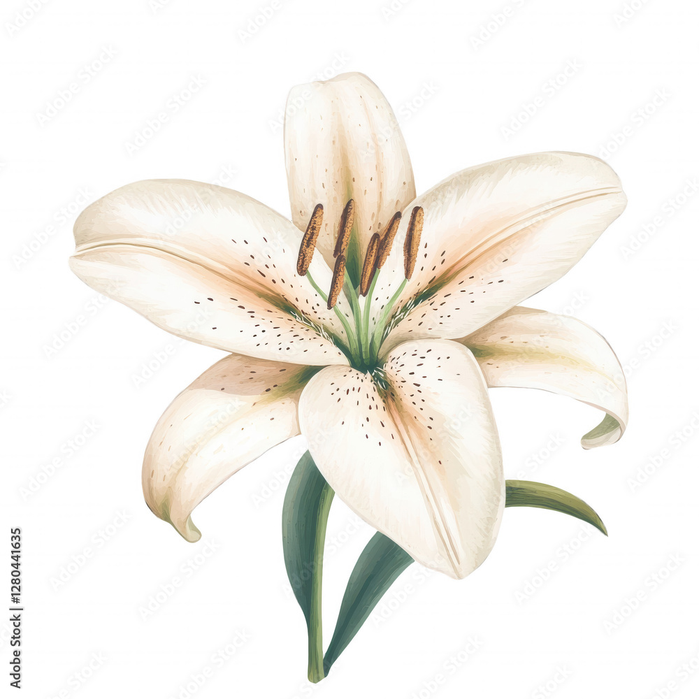 Stylized Religious Clipart of a Single White Lily for Easter on ...