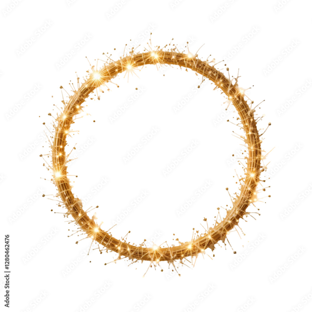 Gold Glitter Circle Frame: PNG, Transparent Background isolated on ...