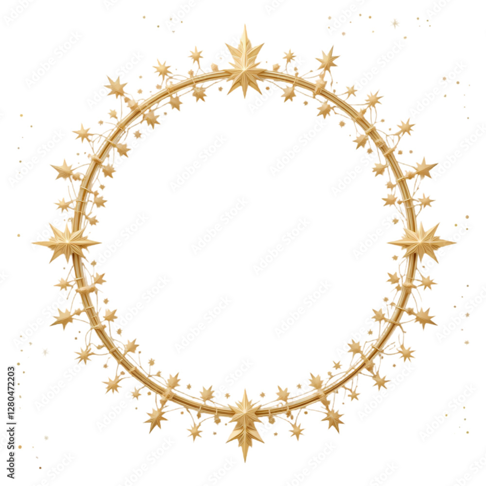 Gold Star Circle Frame: Elegant Design isolated on transparent ...