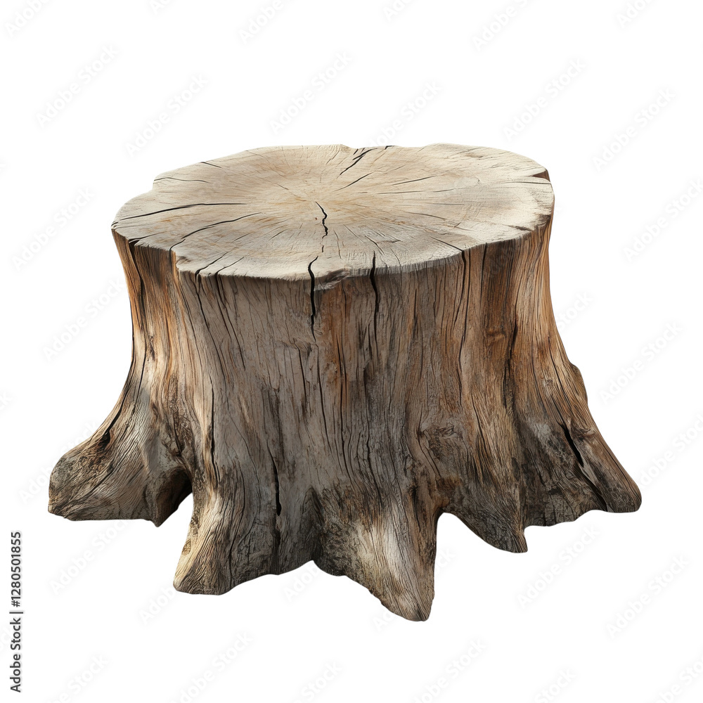 Tree Stump 3D Model White Background on transparent background. Stock ...