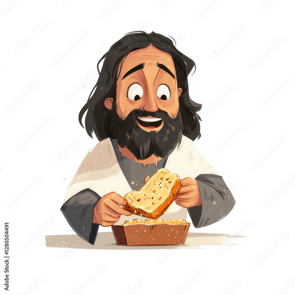 Jesus Breaking Bread Cartoon Clipart on Transparent Background ...