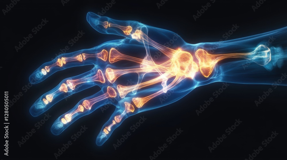 Anatomical Hand: A vivid medical illustration reveals the intricate ...