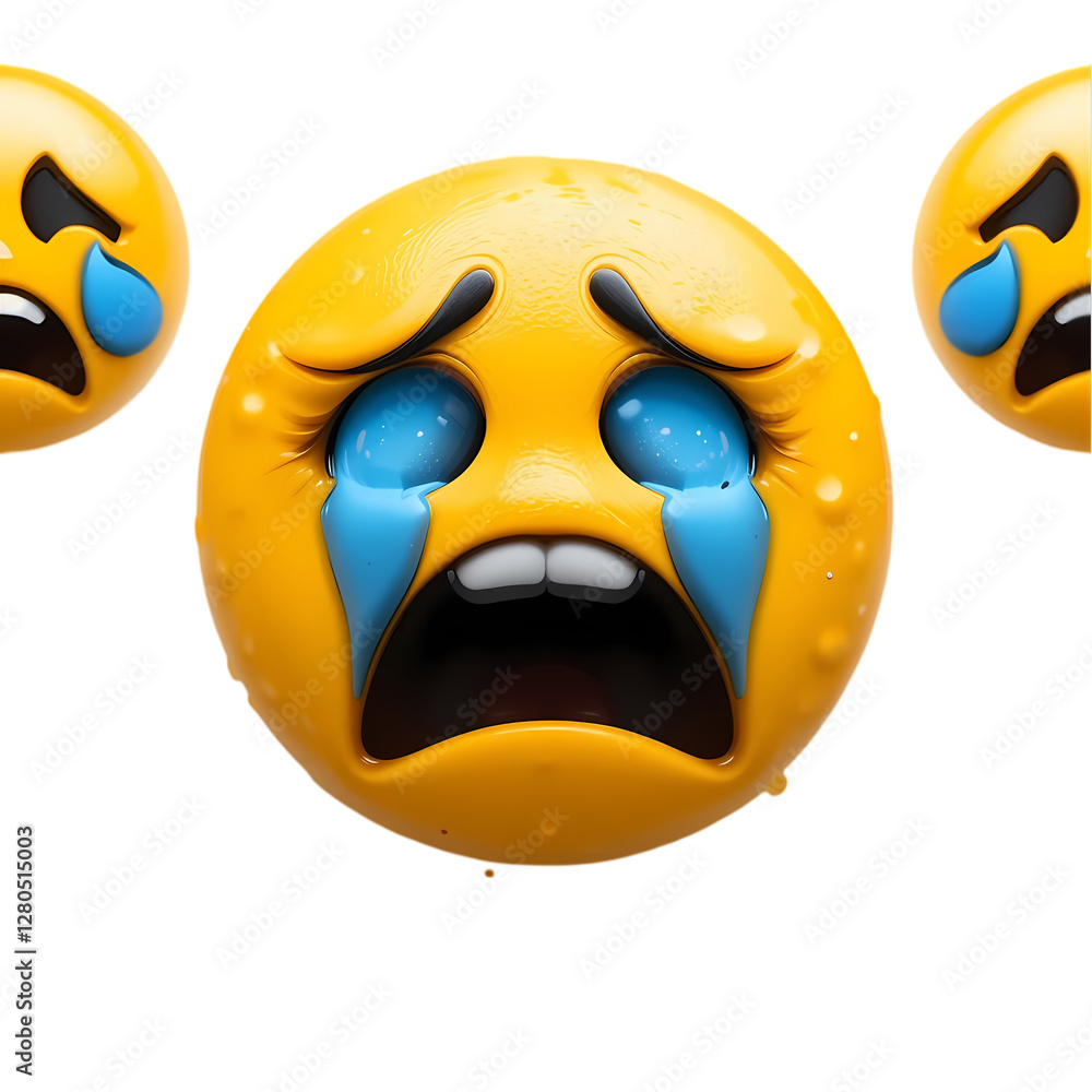 Crying Emoji: Sad Face, Tears, Emotion isolated on transparent ...