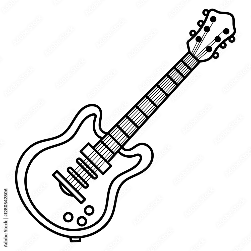 Minimalist black and white guitar outline, suitable for music themed ...