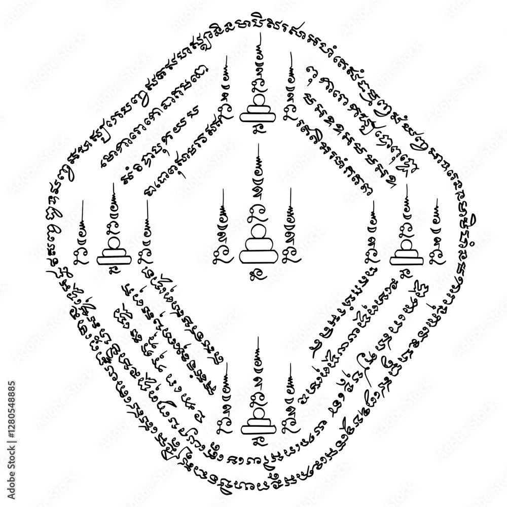 Yant Kroh Phet Noi - a smaller version of the traditional. Thai text ...