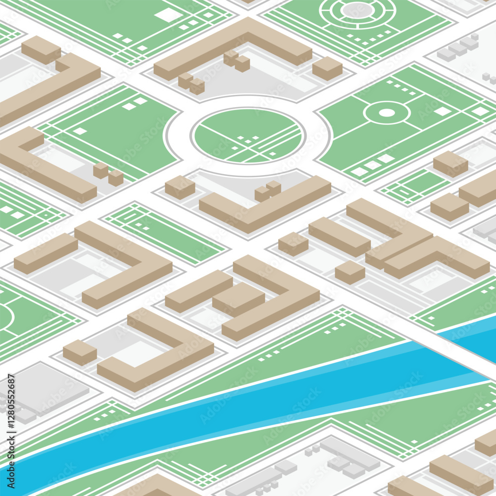 A generic city map of an imaginary city. Editable vector street map of ...