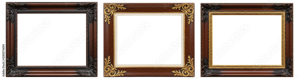 Three picture frame with intricate floral and scrollwork designs at the ...