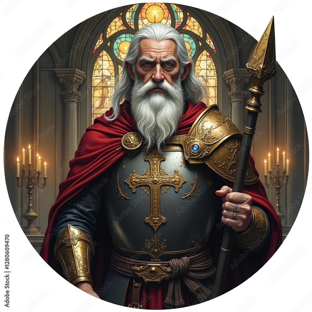 heroic fantasy portrait dignified elderly human templar male wise ...