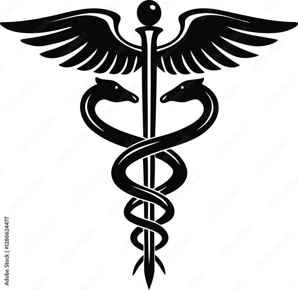 Modern and unique Caduceus medical symbol silhouette vector ...