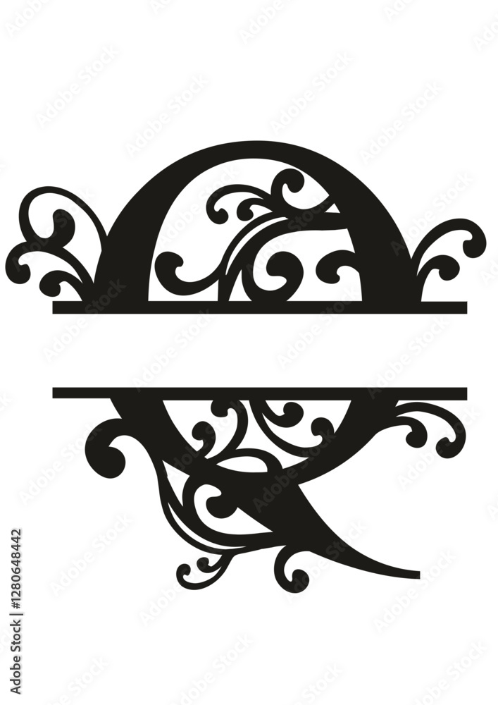 Split Letter Monograms Swirls A-Z SVG, Split Monogram Alphabet Letters ...