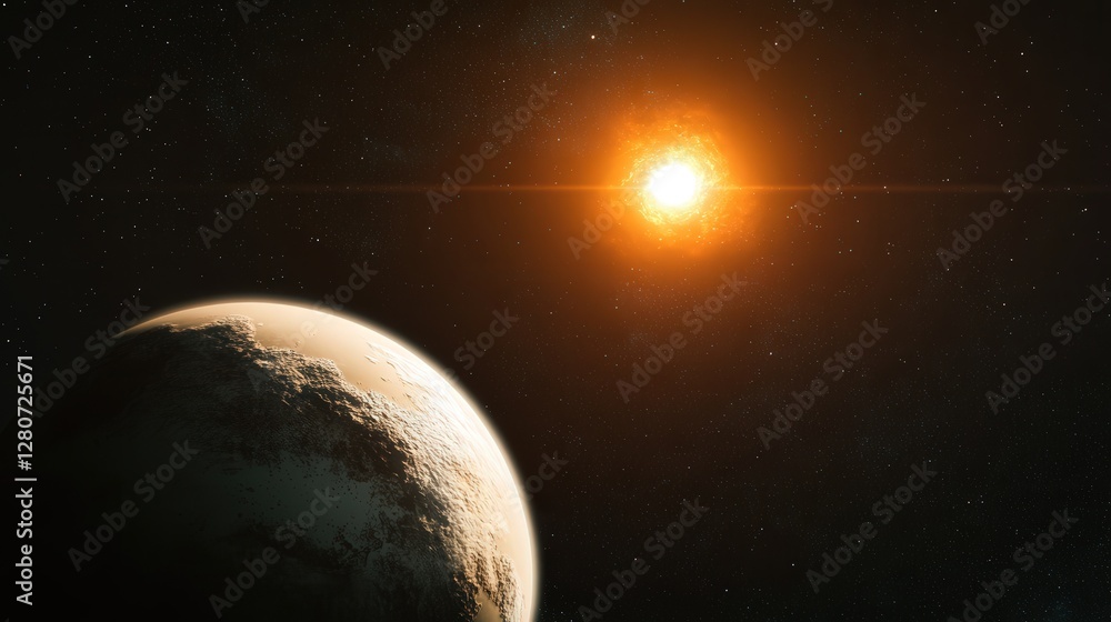 exoplanet orbiting a distant sun, imagined in an artistic ...