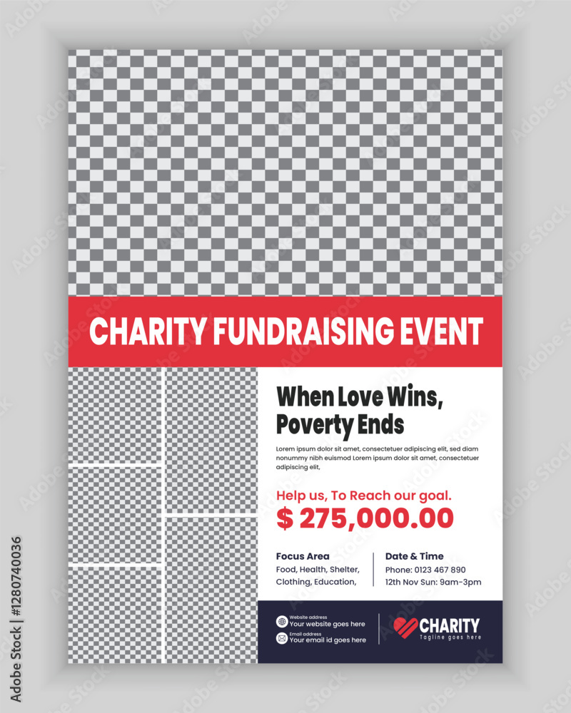 Modern Charity Flyer, leaflet Design template, professional, and ...