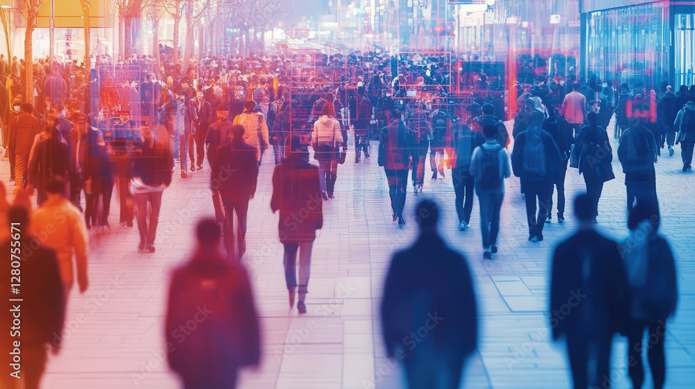 AI image recognition tool scanning a crowd to identify people, objects ...