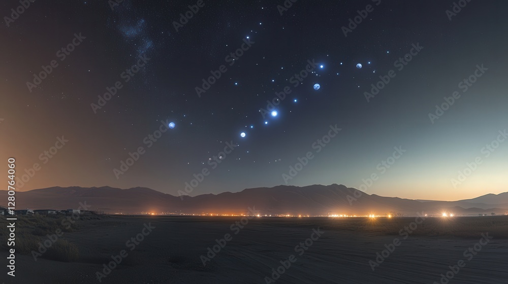 sci-fi inspired night sky photograph, featuring a rare celestial ...