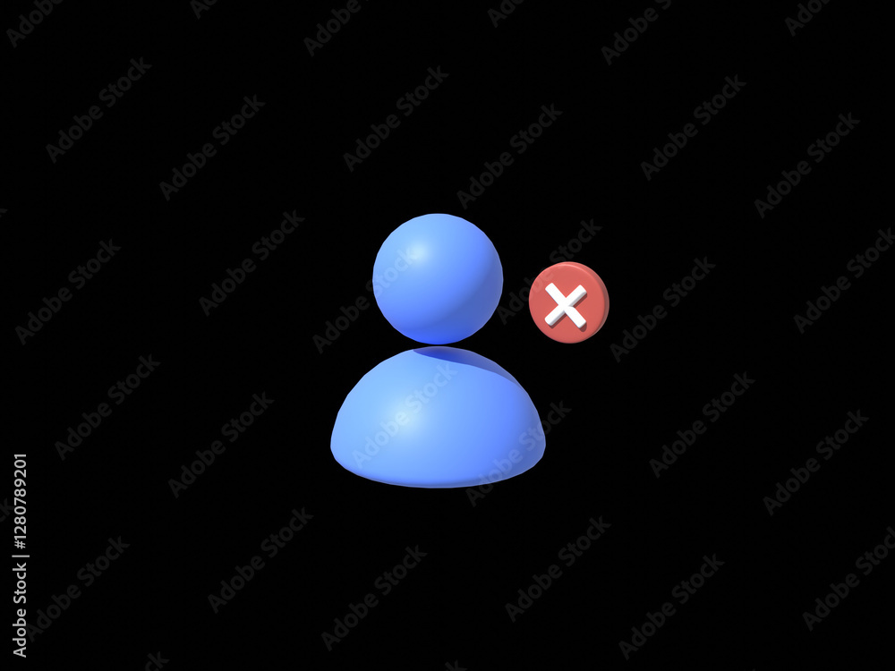 3D Blocked user icon. Block profile icon. Stop group. Prohibition sign ...