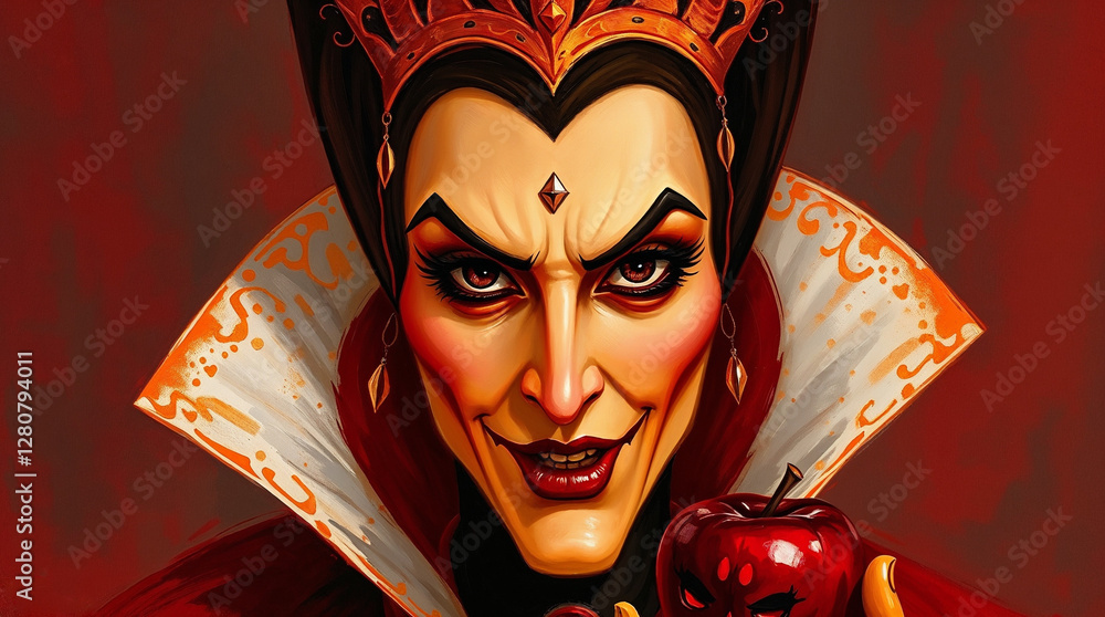 Portrait of the Evil Queen, Snow White’s Stepmother, Holding a Poisoned ...