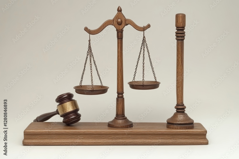Legal Judgment: Scale of Justice and Gavel in Courtroom Symbolizing ...