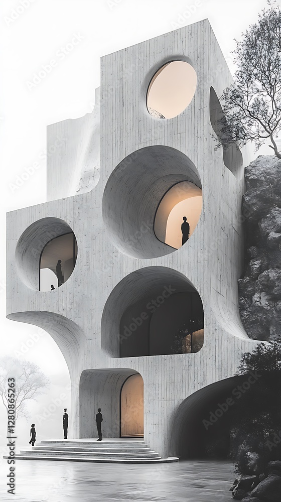 Ultra modern multi level home with geometric structure high resolution ...