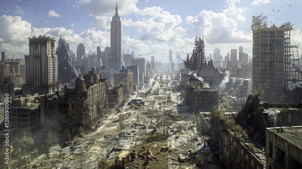 post apocalyptic landscape urban wasteland desolate city ruins ...