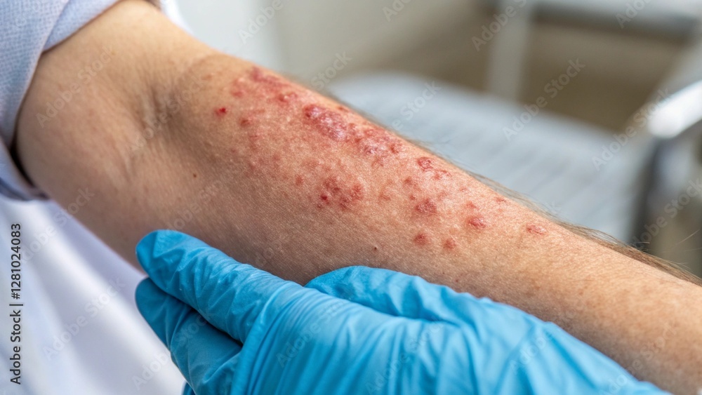 Doctor Dermatologist Examining Rash on Arm of Patient, Eczema ...