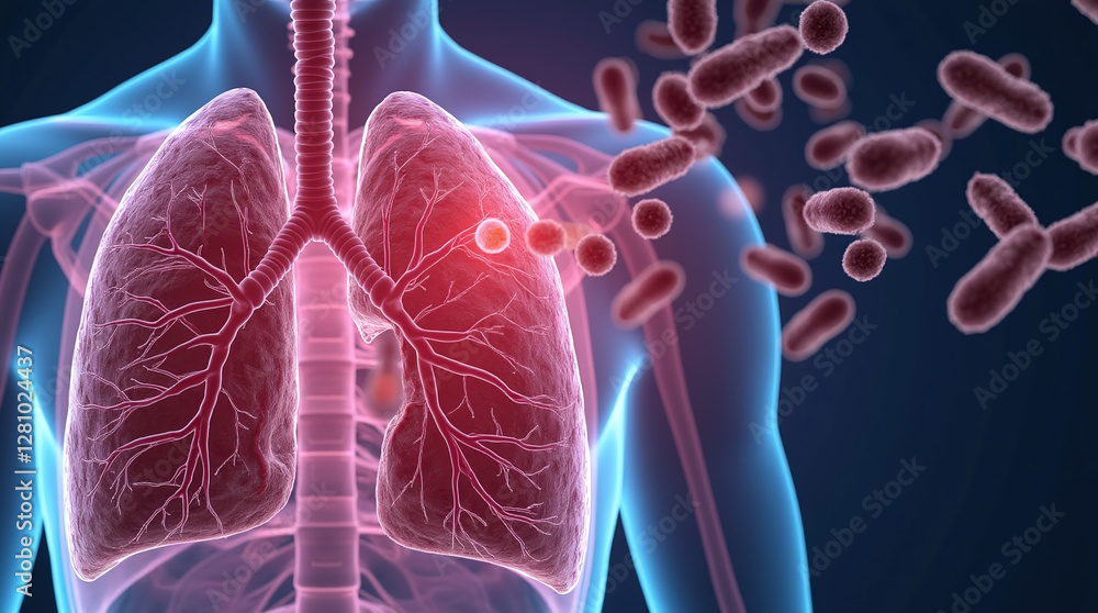 Ilustración de Stock Infected Lungs with Inflammation, Infection or ...