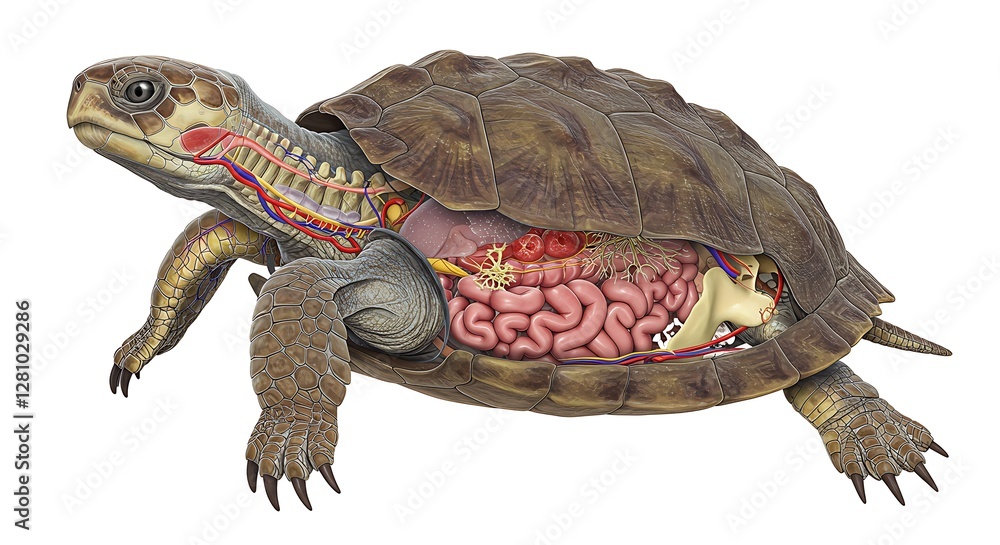 Turtle Anatomy Diagram Showing Internal Organs And Skeletal Structure Stock Illustration Adobe
