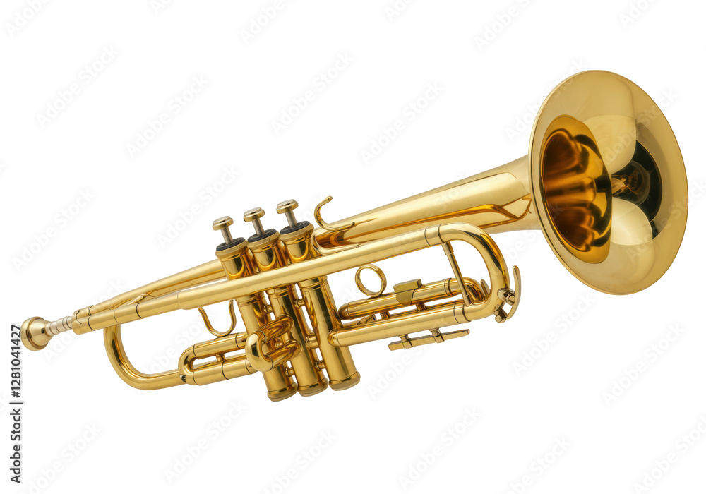 Isolated Golden Brass Trumpet Stock Photo | Adobe Stock
