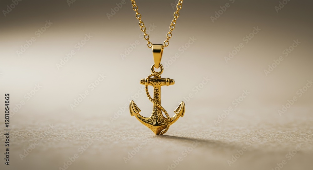 Gleaming golden anchor pendant, Symbol of steadiness and unwavering ...