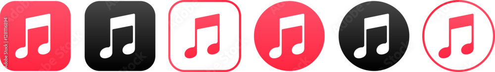 Apple Music logo variations in different styles on transparent ...