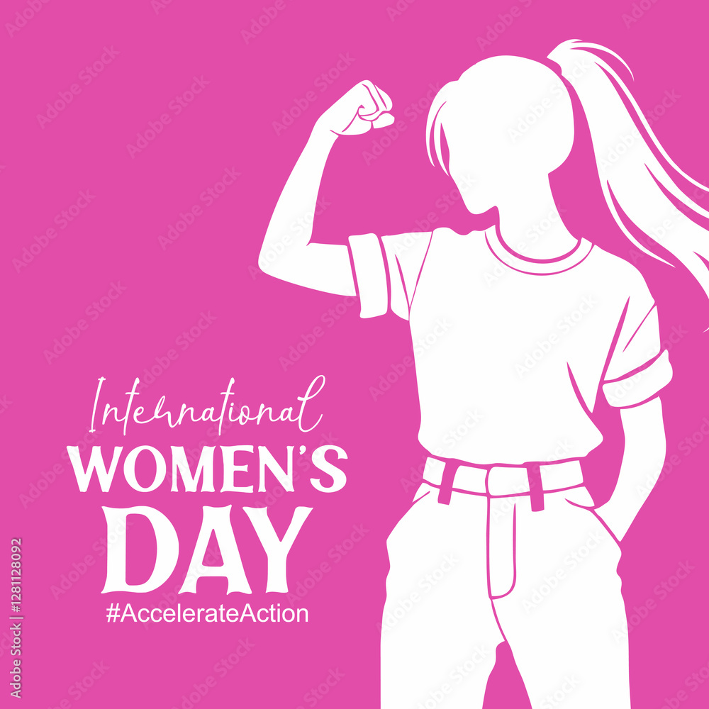 Accelerate Action campaign pose. International Womens Day 2025. Strong ...