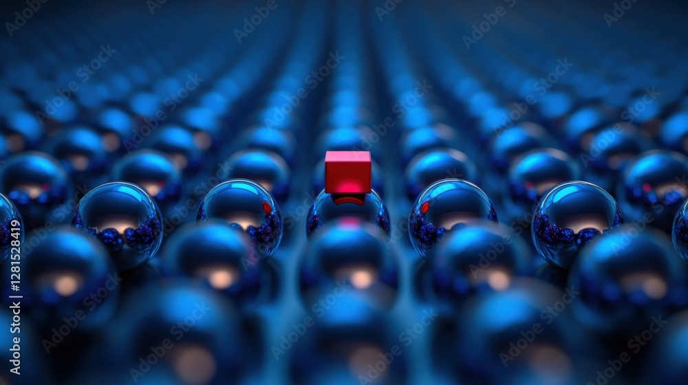 Innovative design showcasing blue spheres arranged in a grid with a ...