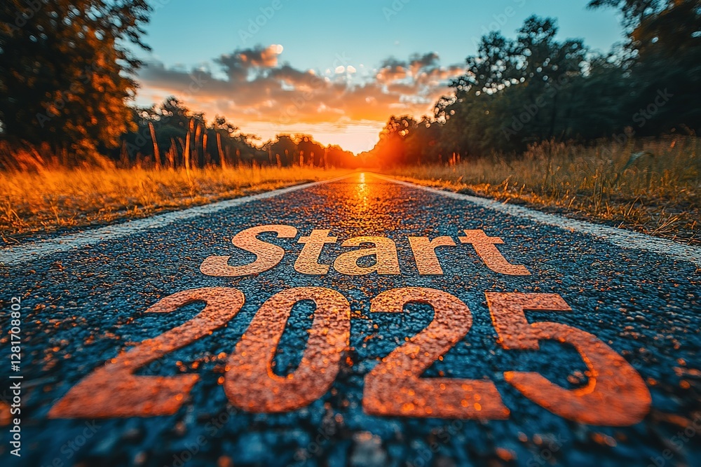 Road to 2025: A sunset highway with the message "Start 2025" offers ...